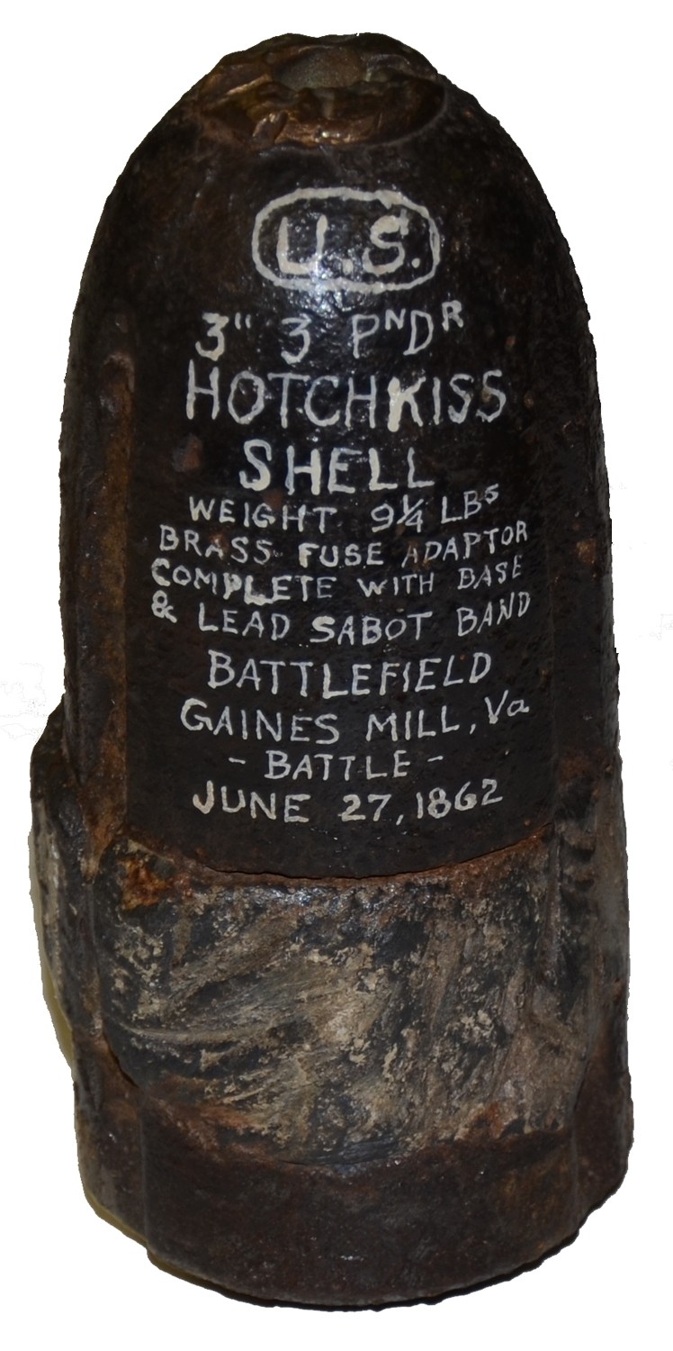 US 3 INCH HOTCHKISS SHELL RECOVERED AT GAINES’ MILL, VA — Horse Soldier