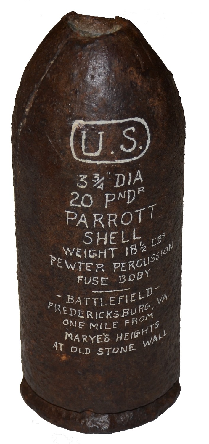 US 3.67 INCH 20 POUND PARROTT SHELL RECOVERED AT FREDERICKSBURG, VA ...