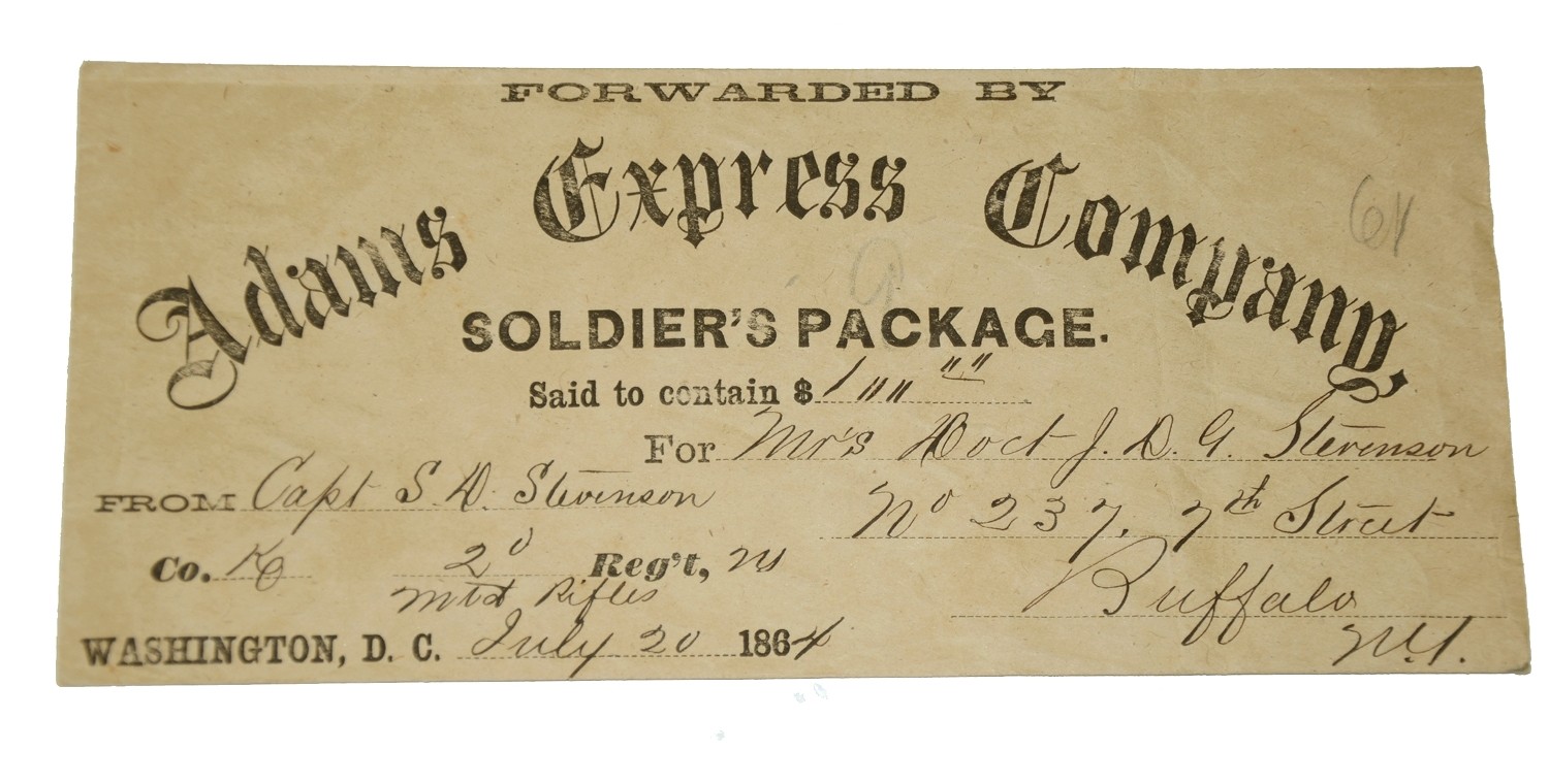 ADAMS EXPRESS ENVELOPE FROM MEMBER OF 2ND NEW YORK MOUNTED RIFLES ...