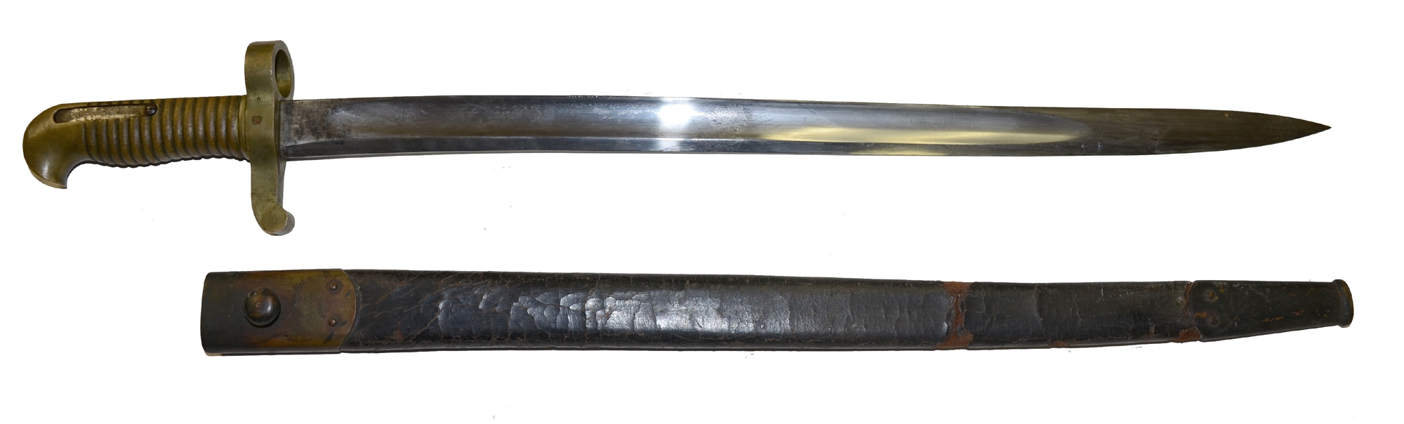 ORIGINAL CIVIL WAR “ZOUAVE” SABER BAYONET WITH LEATHER SCABBARD — Horse ...