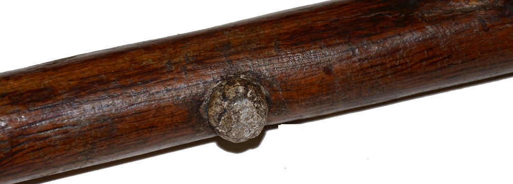 EARLY GETTYSBURG SOUVENIR WOOD CANE WITH TWO BULLETS — Horse Soldier