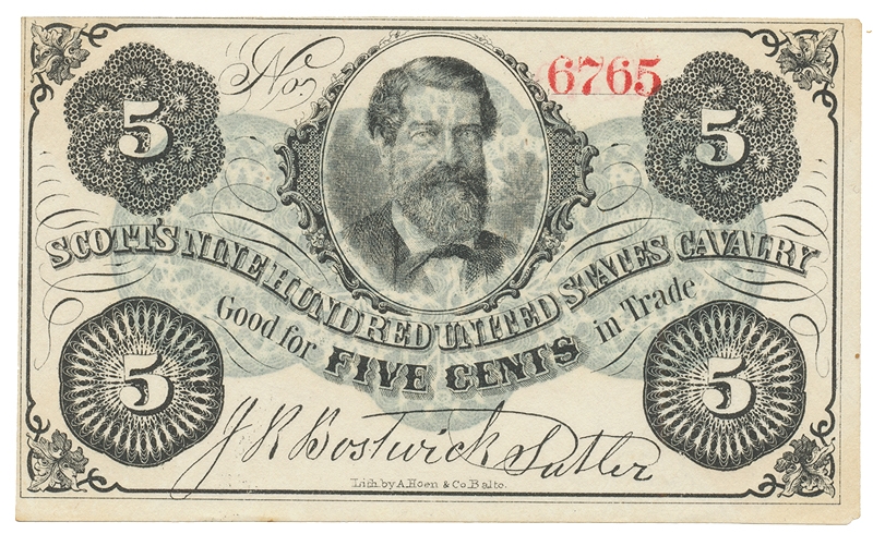 SCOTT’S NINE HUNDRED UNITED STATES CAVALRY 5 CENT SCRIP NOTE — Horse ...