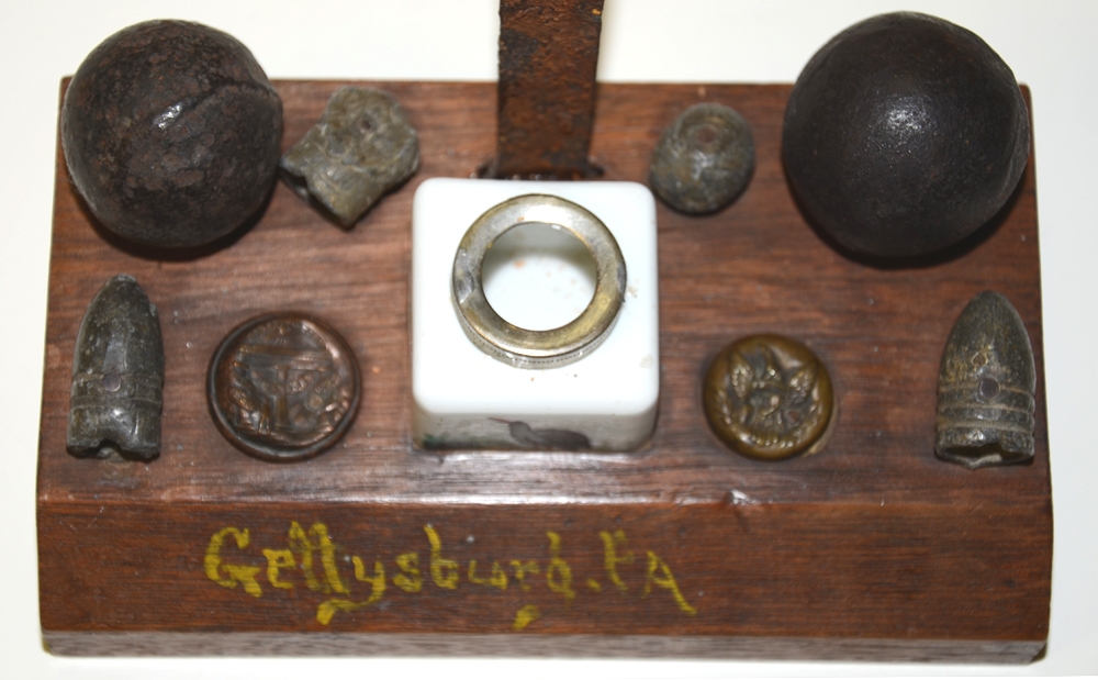 RARE GETTYSBURG RELIC DESK SET BY JOHN GOODE — Horse Soldier