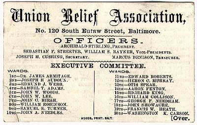 UNION RELIEF ASSOCIATION CARD — Horse Soldier