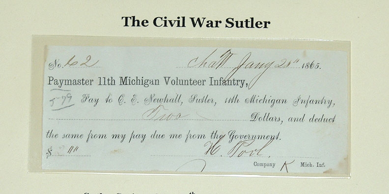 FRAMED SUTLER SCRIPT OF THE 11TH MICHIGAN INFANTRY — Horse Soldier