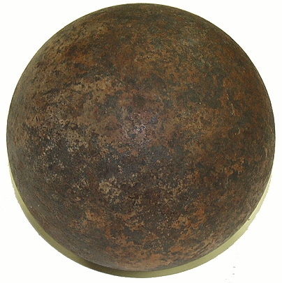 U.S. 4.52" 12-POUND SPHERICAL SHOT WITH ARSENAL PAINT VISIBLE. FOUND ...