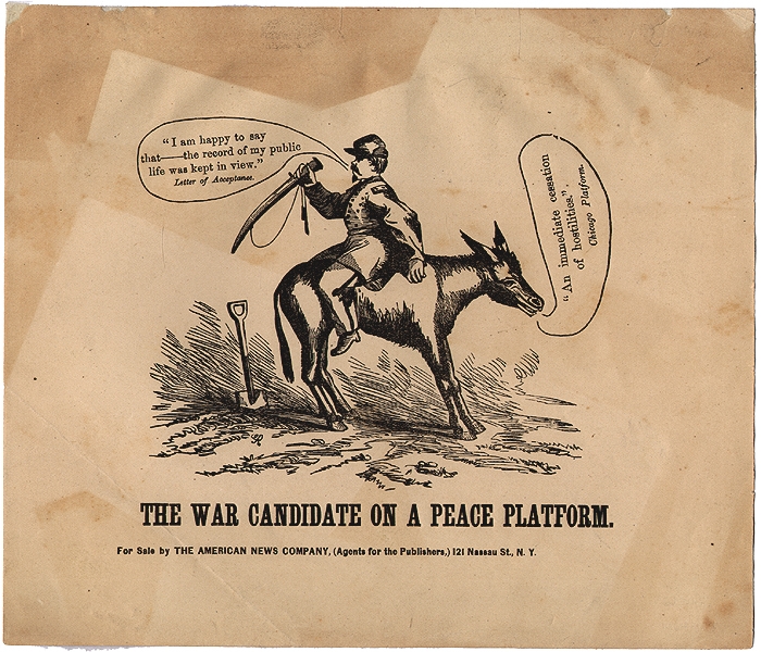 1864 PRESIDENTIAL CAMPAIGN LITHOGRAPH BROADSIDE - "THE WAR CANDIDATE ON ...