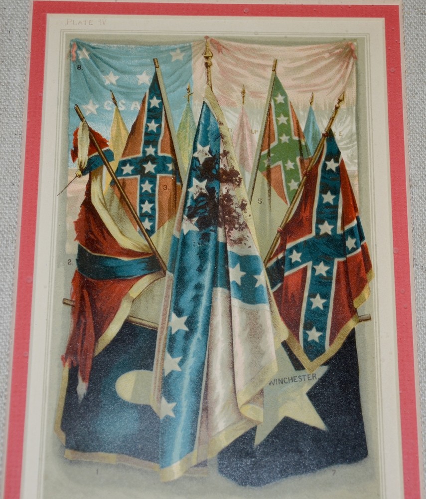 NICELY FRAMED 1887 COLOR PRINT OF CONFEDERATE BATTLE FLAGS — Horse Soldier