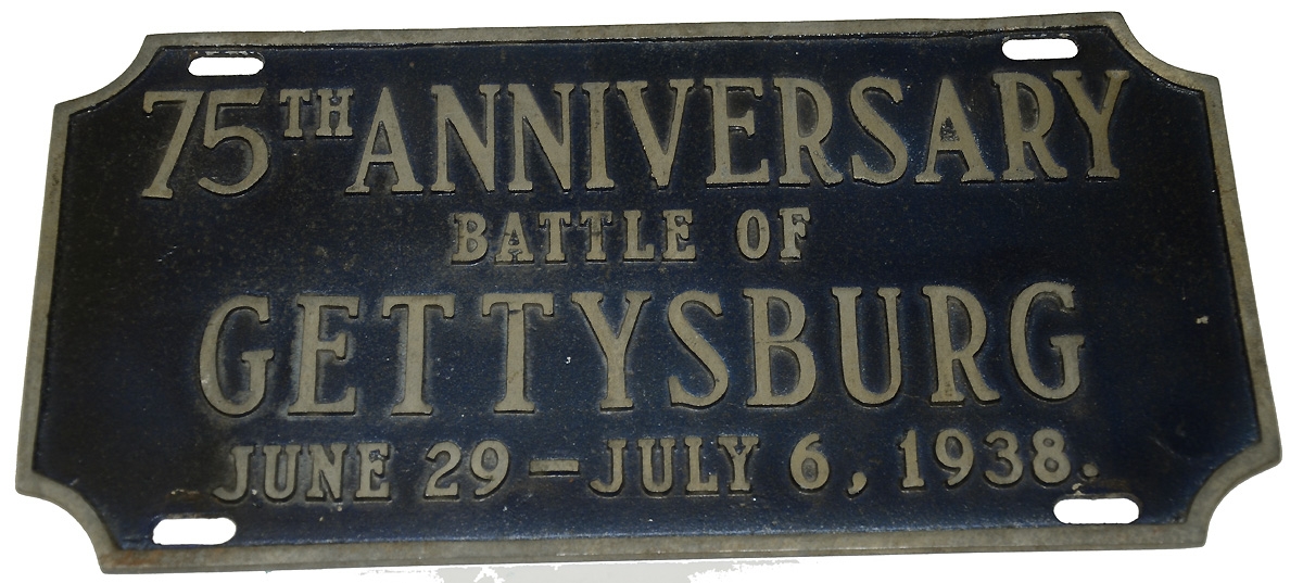 75TH ANNIVERSARY BATTLE OF GETTYSBURG SOUVENIR LICENSE PLATE — Horse ...