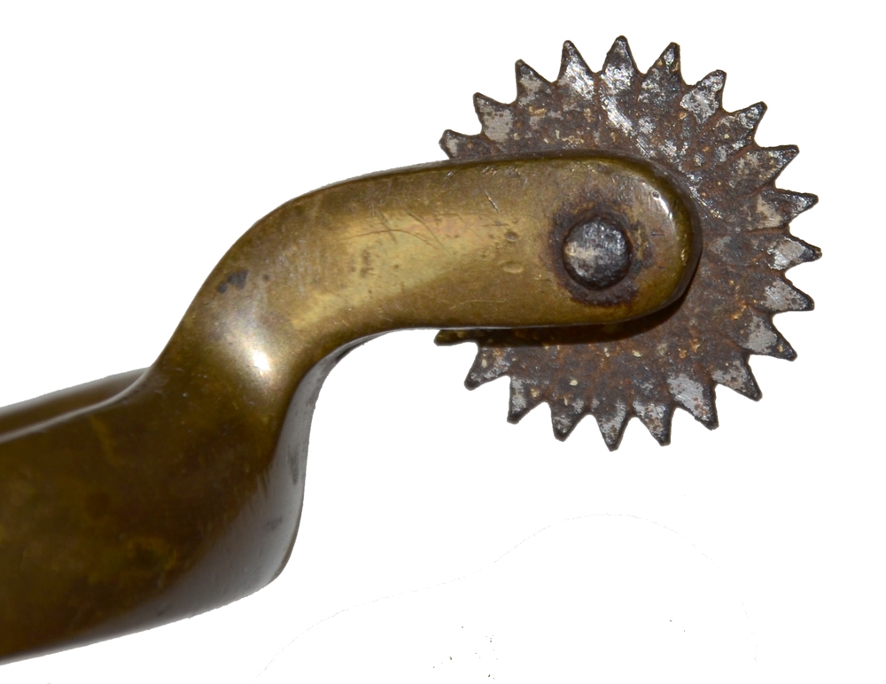 BRASS CONFEDERATE SPUR WITH IRON ROWEL — Horse Soldier