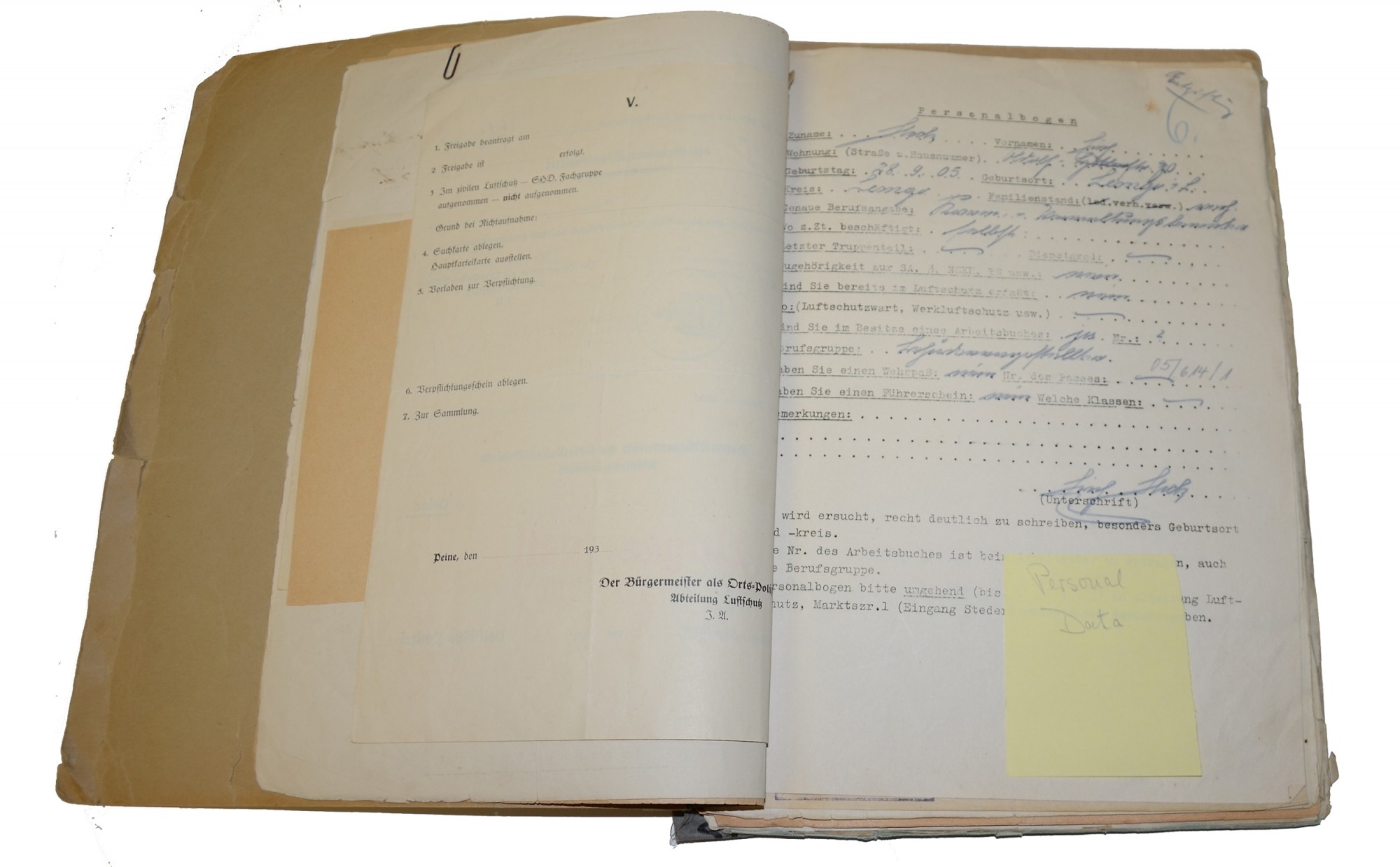 WORLD WAR TWO GERMAN POLICE FILE — Horse Soldier