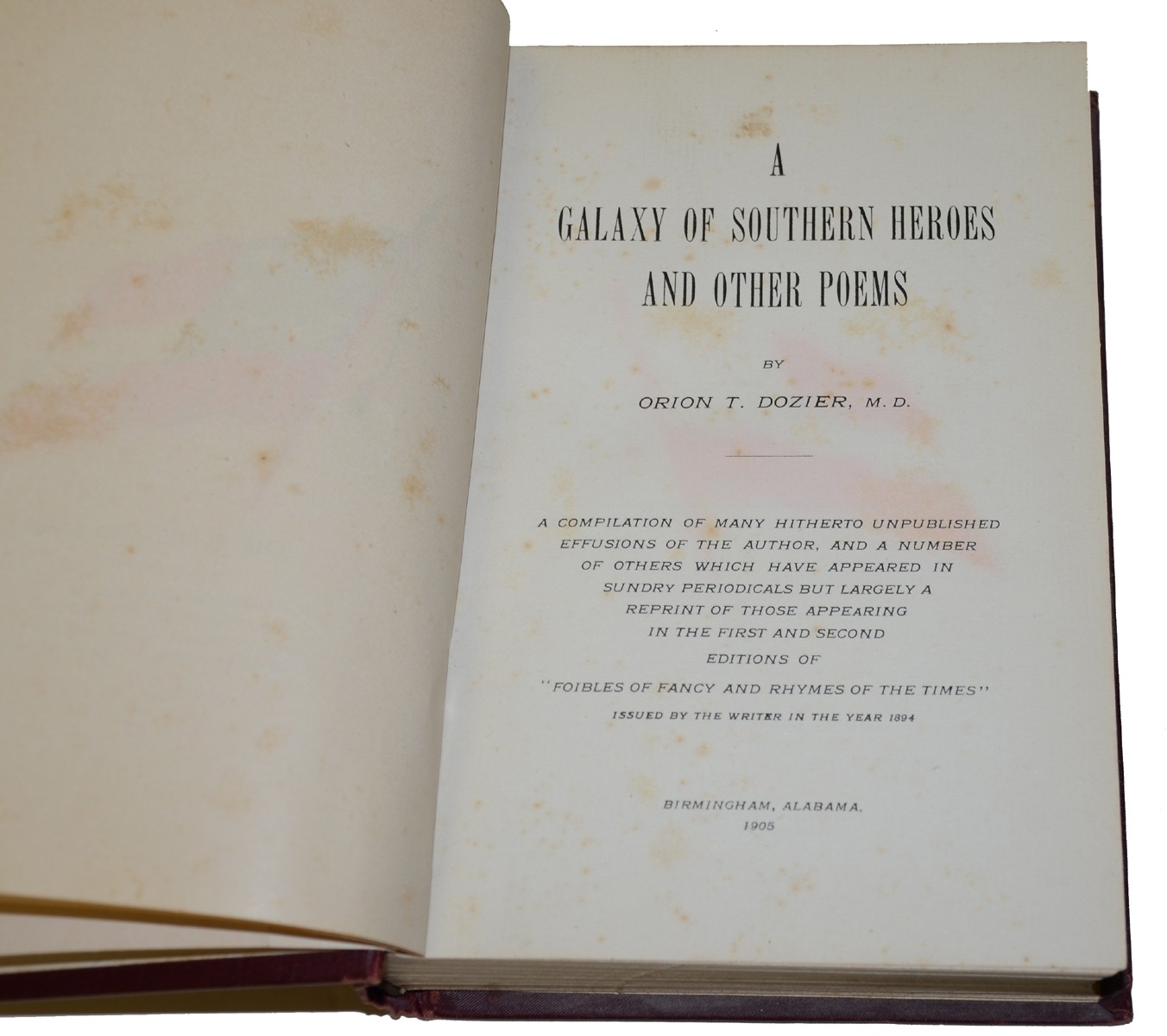 1905 COPY OF SOUTHERN POEMS SIGNED BY AUTHOR AND CONFEDERATE VETERAN ...