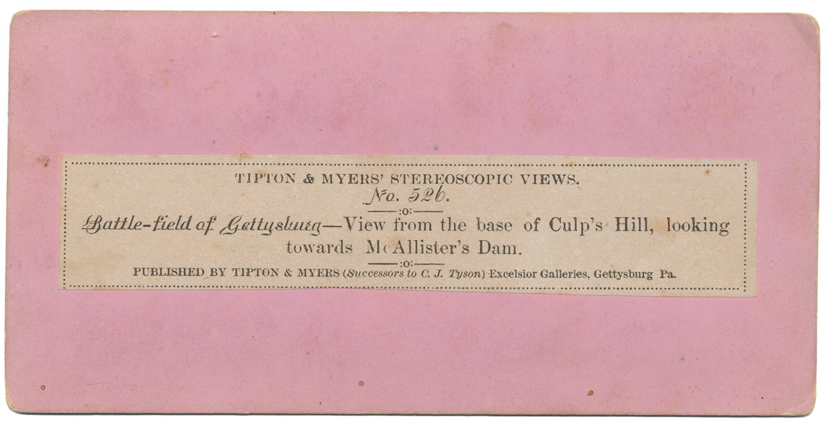 STEREO CARD OF ROCK CREEK TOWARDS MCALLISTER’S DAM — Horse Soldier