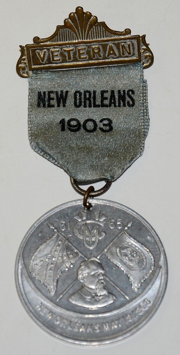 UNITED CONFEDERATE VETERAN REUNION RIBBON AND BADGE—"NEW ORLEANS 1903 ...
