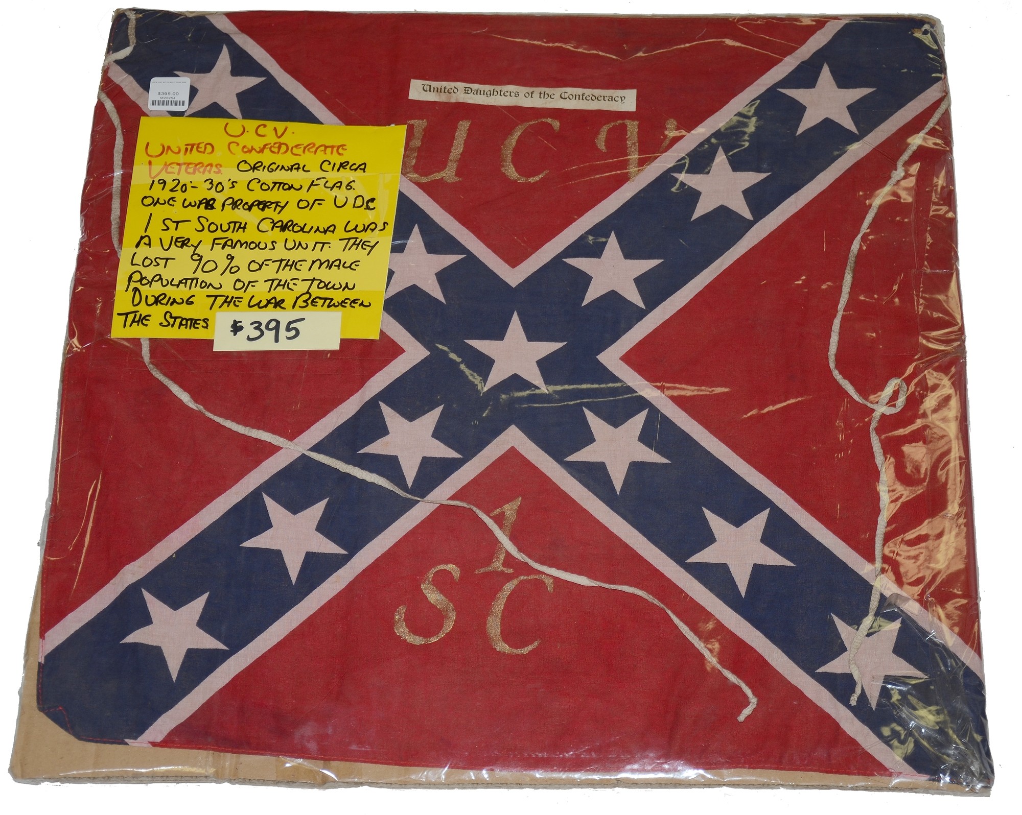 A REAL UCV FLAG FOR THE 1st SOUTH CAROLINA DATING TO THE 1920s-1930s ...