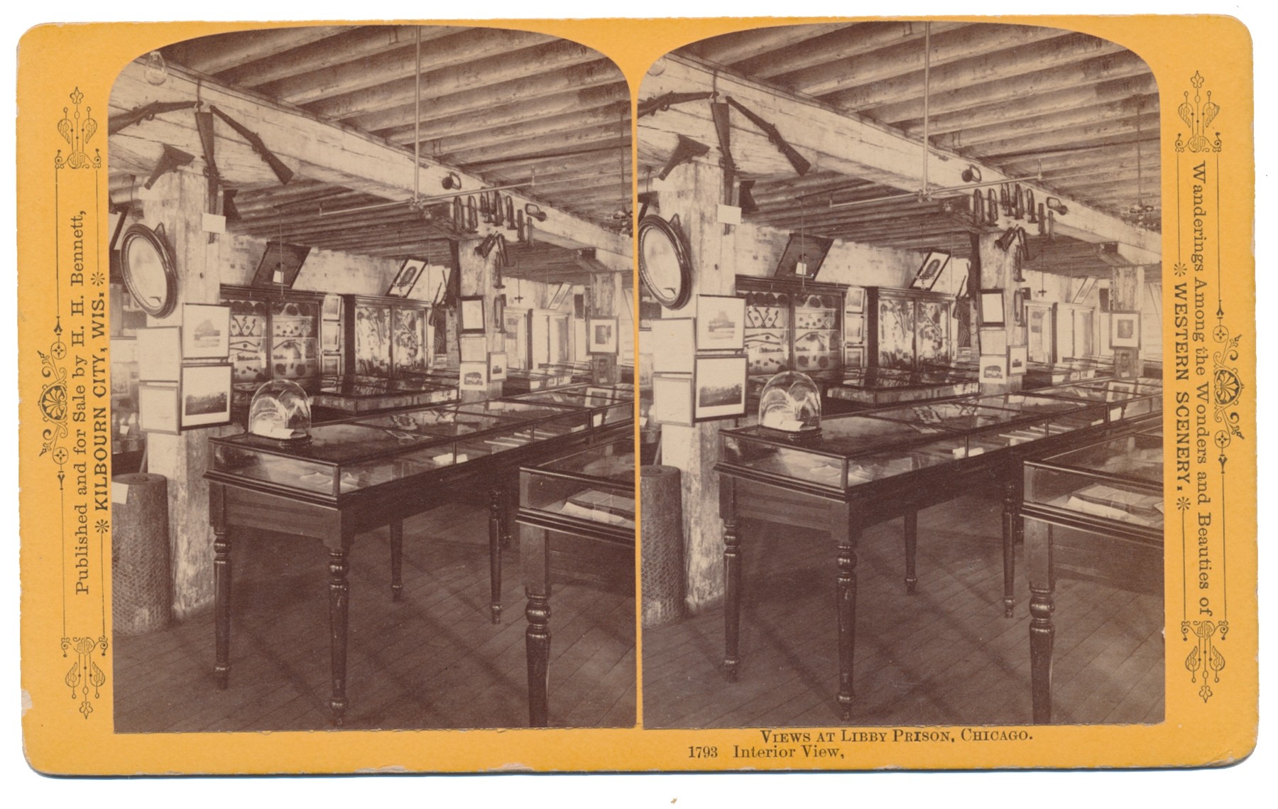 STEREO CARD VIEW OF THE INTERIOR OF LIBBY PRISON AT THE CHICAGO WORLD’S ...