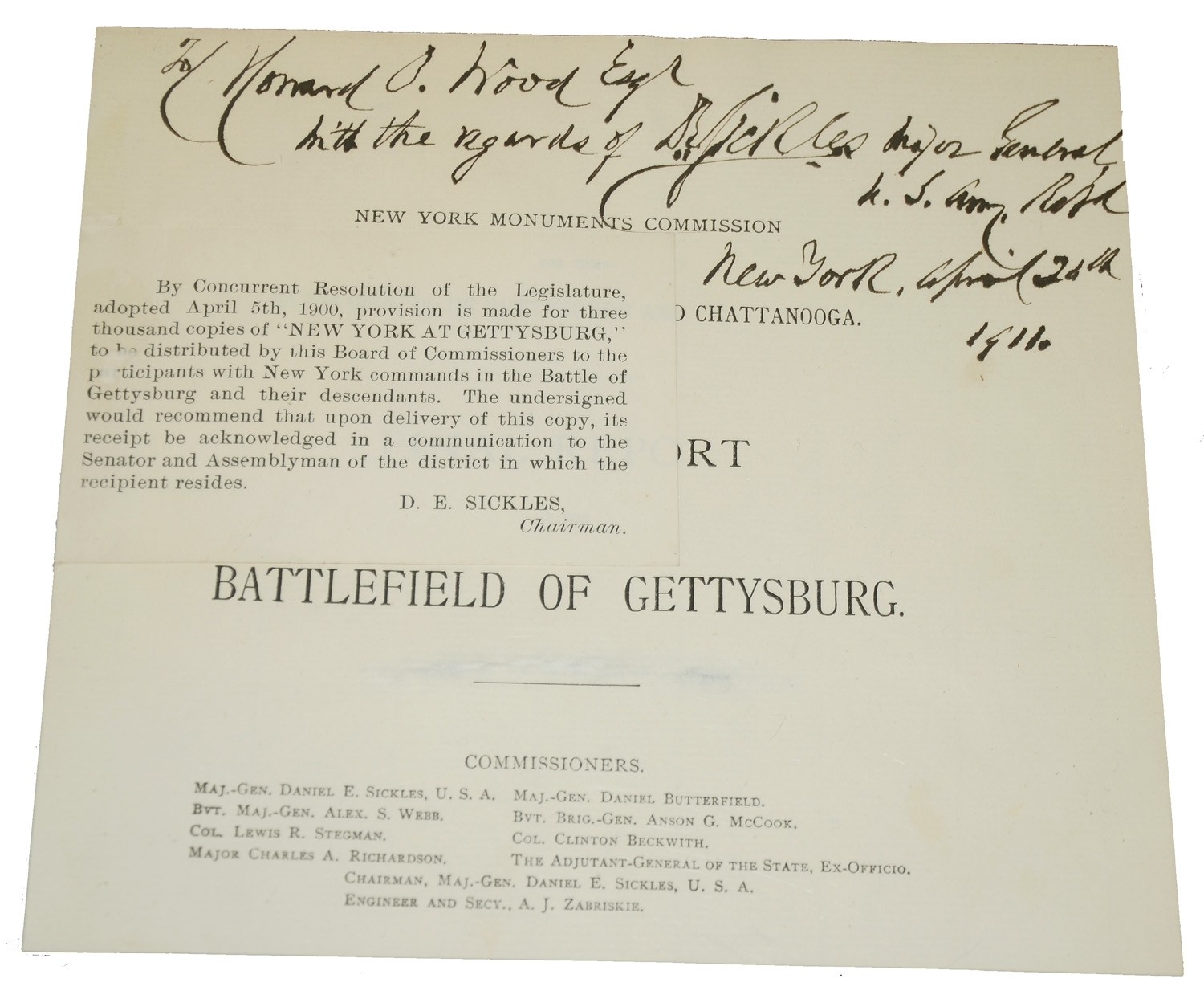 DAN SICKLES SIGNATURE & LITHOGRAPH — Horse Soldier