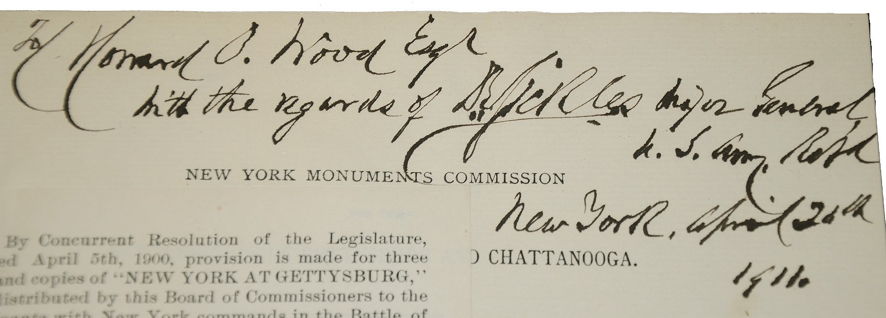 DAN SICKLES SIGNATURE & LITHOGRAPH — Horse Soldier