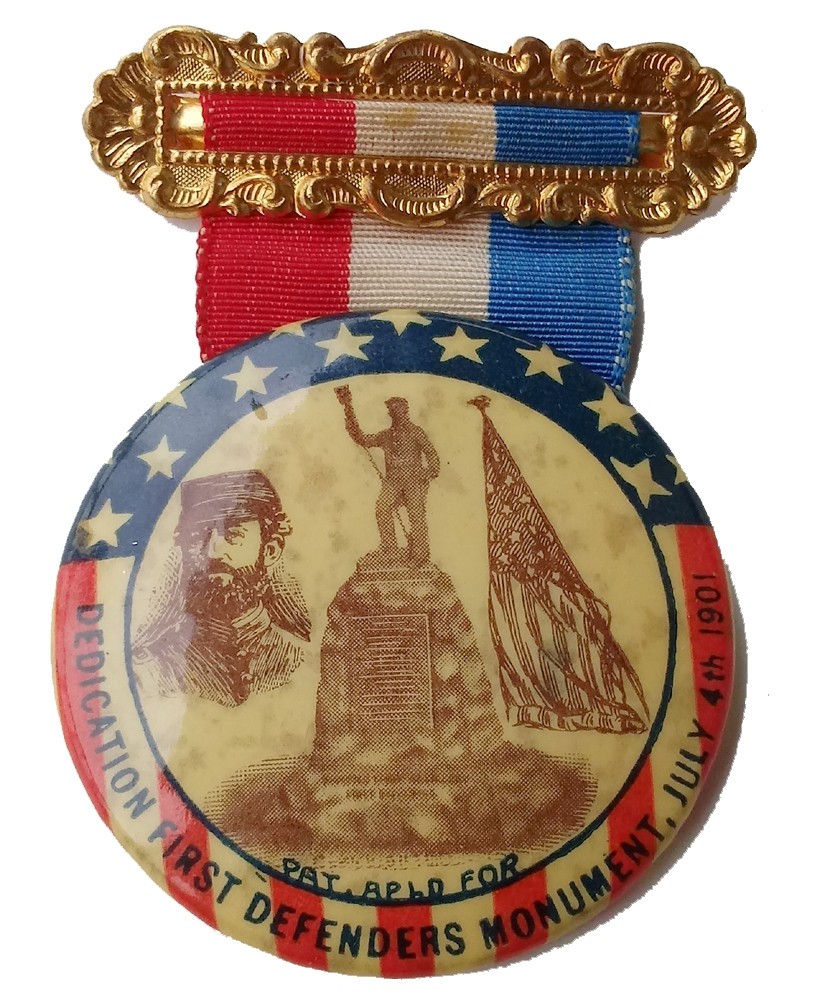 FIRST DEFENDERS MONUMENT DEDICATION BADGE - 1901 — Horse Soldier