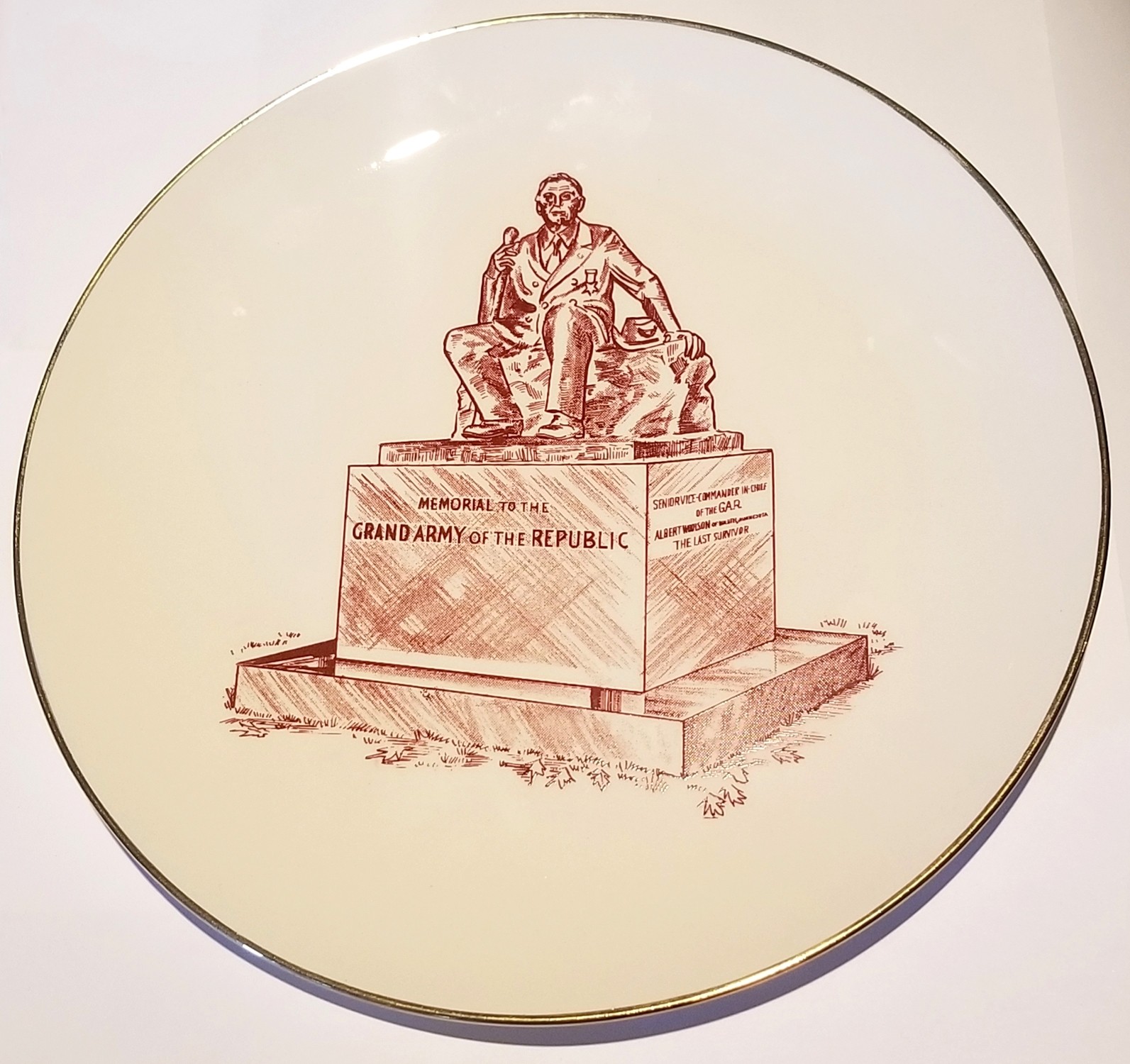 GETTYSBURG G.A.R. MEMORIAL DEDICATION SOUVENIR PLATE — Horse Soldier