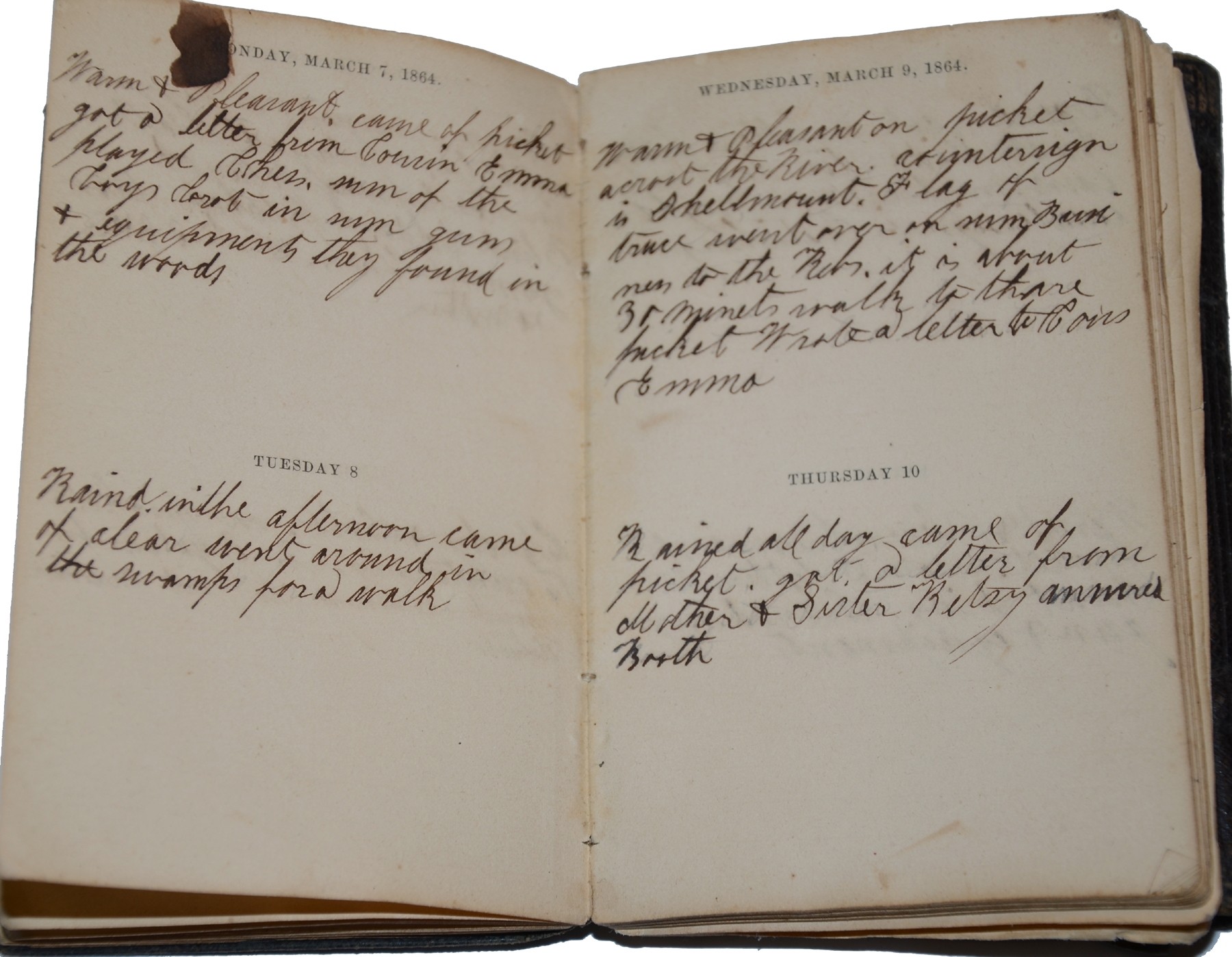 PAIR OF DIARIES IDENTIFIED TO 15TH CONNECTICUT SOLDIER — Horse Soldier