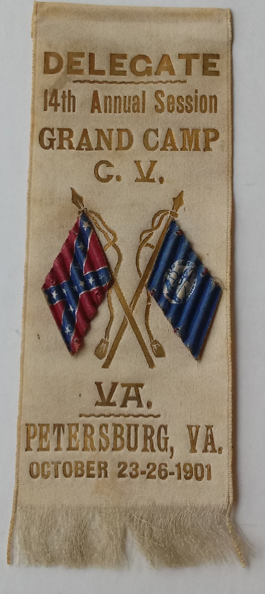 RIBBON FOR 1901 CONFEDERATE VETERANS REUNION IN PETERSBURG — Horse Soldier