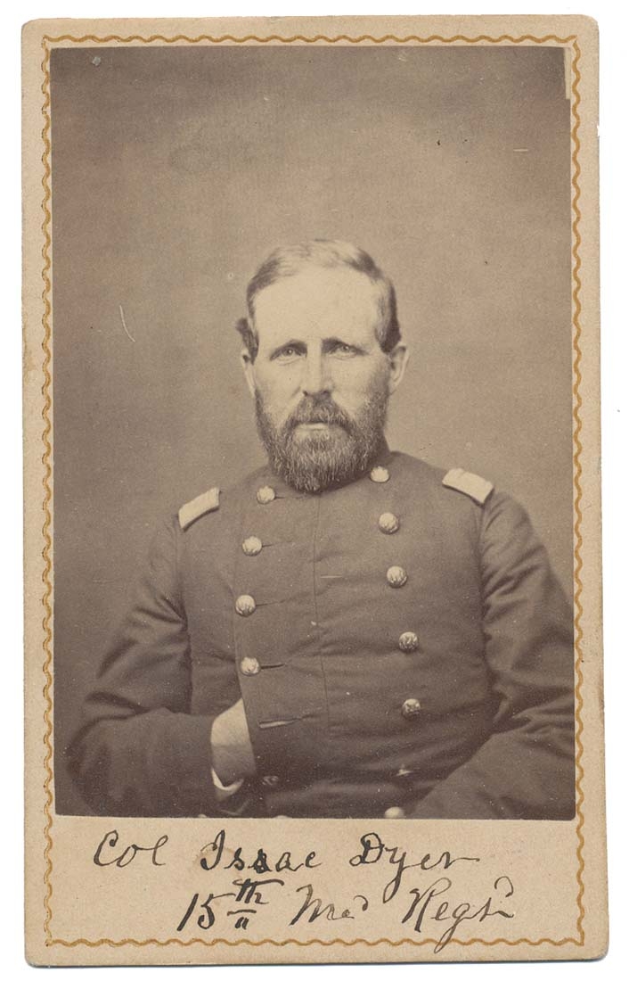 INK ID’D WAIST UP VIEW OF 15TH MAINE COLONEL ISAAC DYER — Horse Soldier