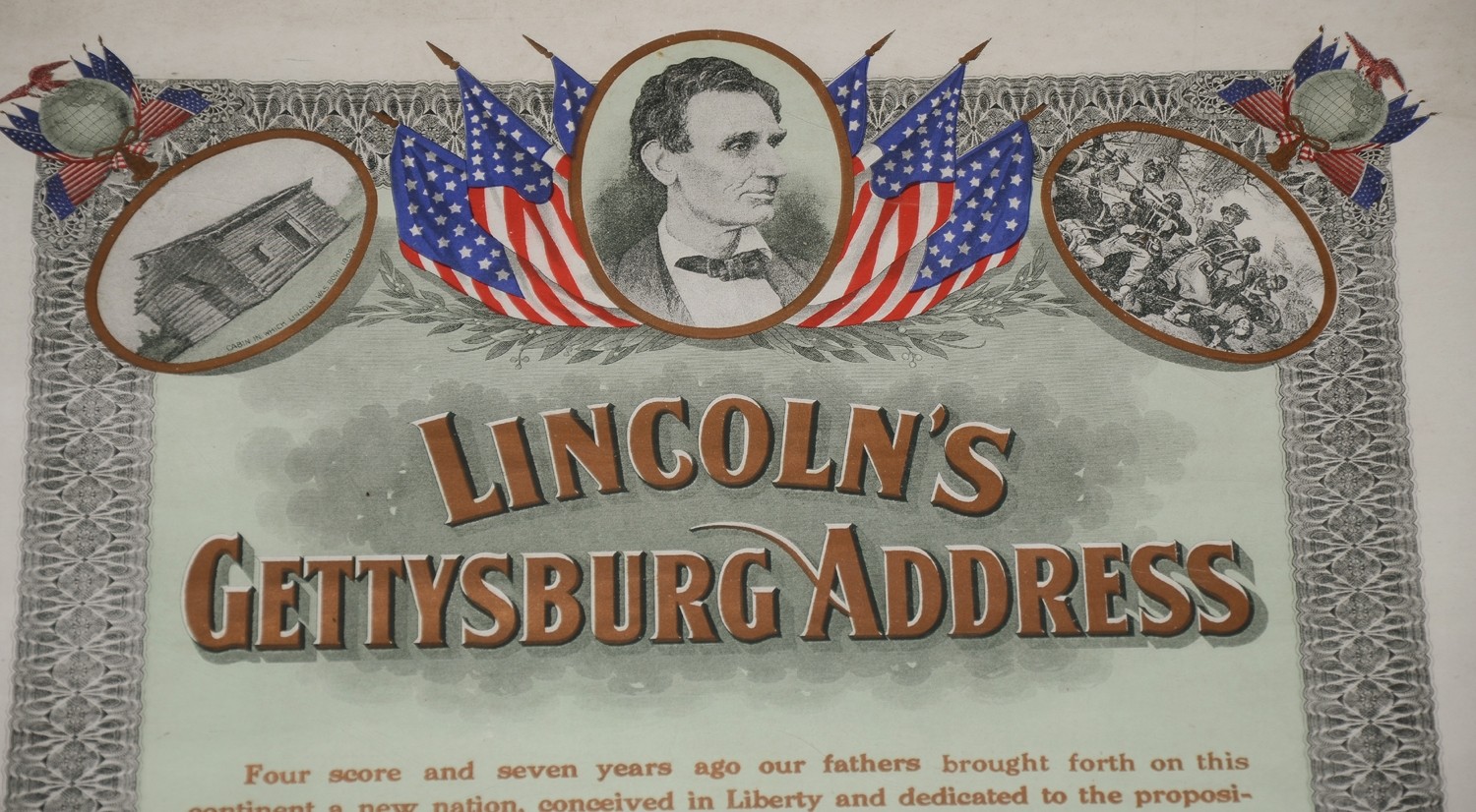 1909 LINCOLN CENTENNIAL PRINTING OF THE GETTYSBURG ADDRESS — Horse Soldier