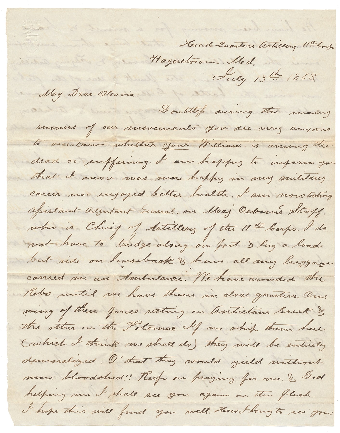 GETTYSBURG CAMPAIGN LETTER WRITTEN BY CAPT. WILLIAM H. MICKLE, 134TH ...
