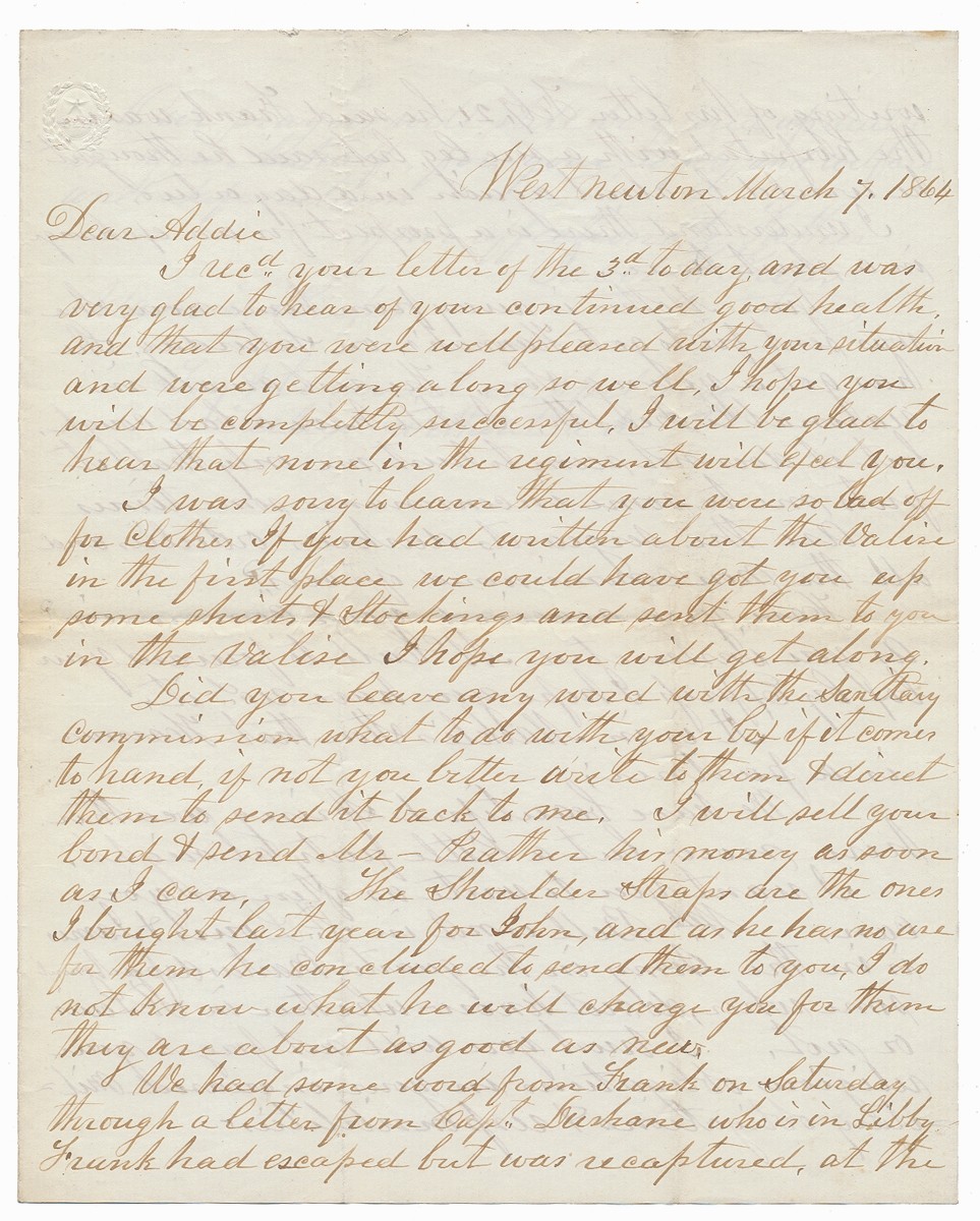 MARCH 1864 CIVIL WAR LETTER FROM LEBANON, PA RESIDENT JACOB FORNEY ...