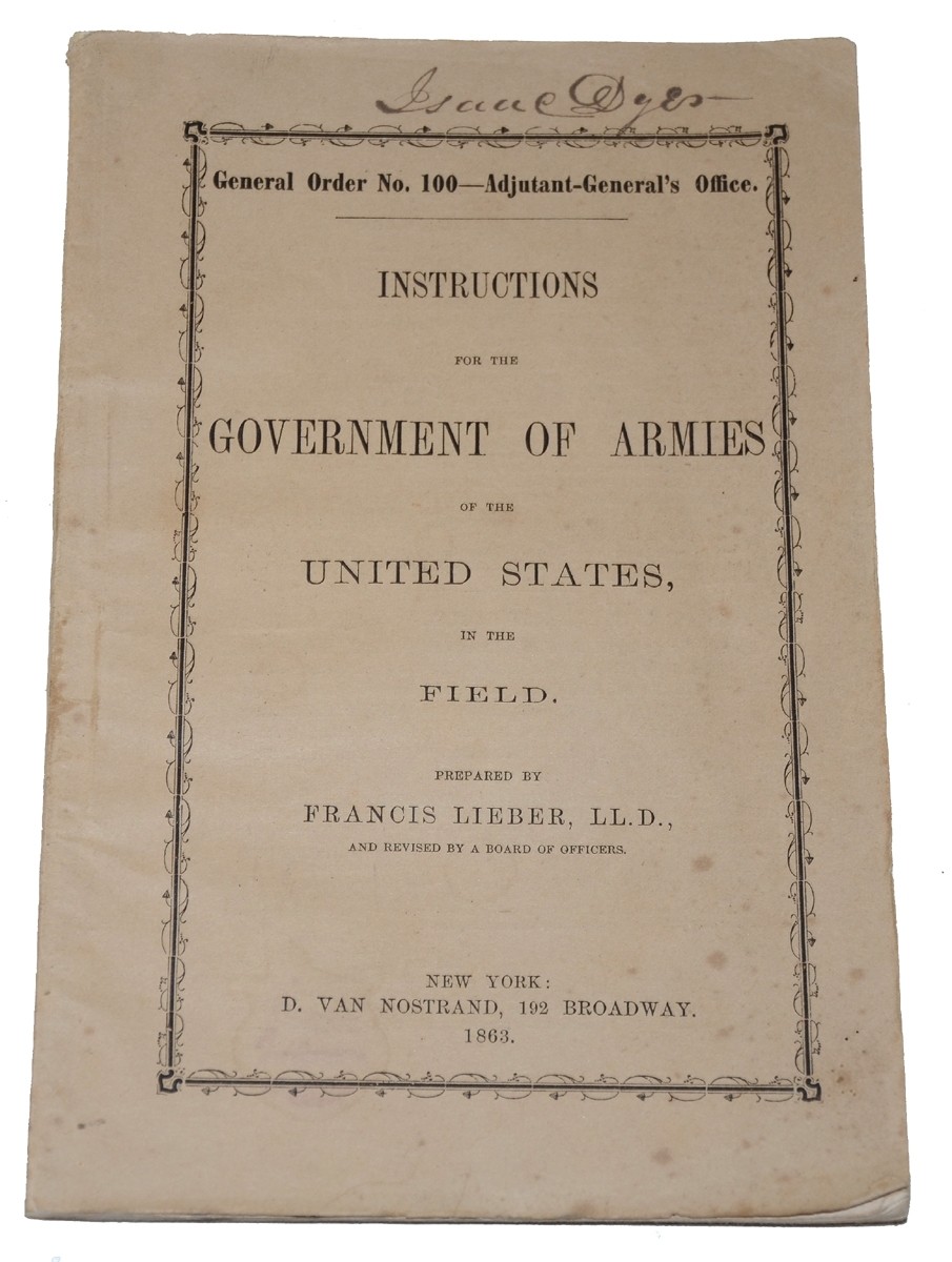 INSTRUCTIONS OF THE GOVERNMENT OF ARMIES OF THE UNTIED STATES IN THE ...