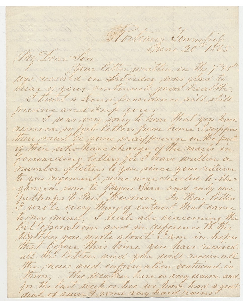 JUNE 1865 CIVIL WAR LETTER FROM LEBANON, PA RESIDENT JACOB FORNEY KREPS ...