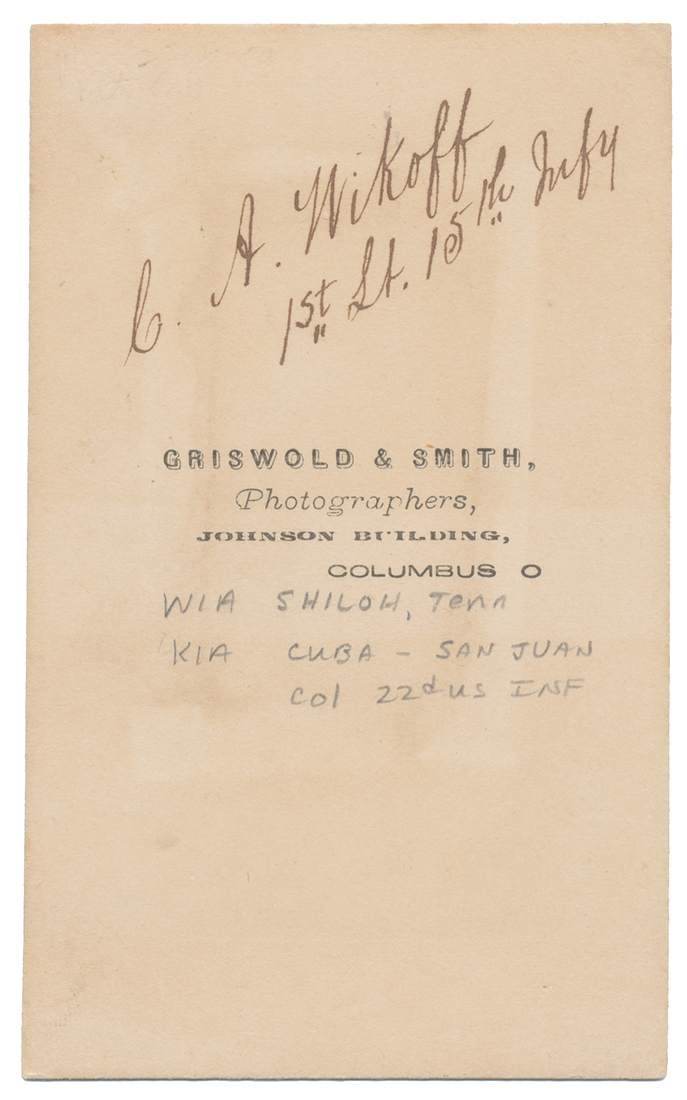 CDV OF REGULAR ARMY OFFICER CHARLES A. WIKOFF, WHO SERVED IN THE CIVIL ...