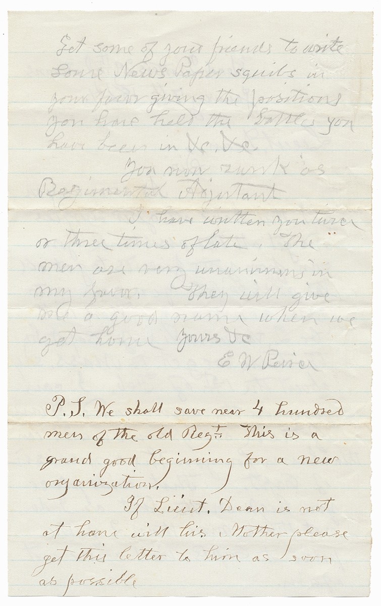 1864 UNION SOLDIER LETTER—COL. EBENEZER W. PIERCE, 29TH MASSACHUSETTS ...