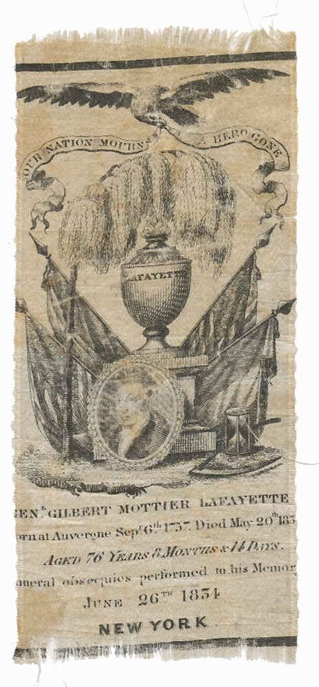 MOURNING RIBBON FOR GENERAL GILBERT MOTTIER LAFAYETTE — Horse Soldier