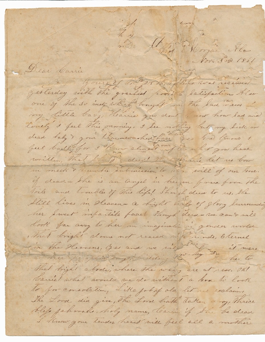 EMOTIONAL EARLY WAR LETTER BY 2nd ALABAMA SOLDIER LATER KILLED AT ...