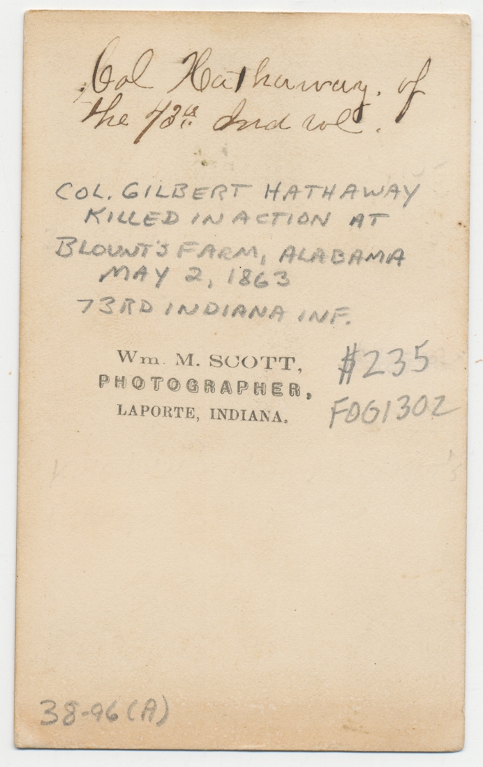GREAT IMAGE WITH INK ID OF THE COLONEL OF THE 73RD INDIANA KILLED AT ...