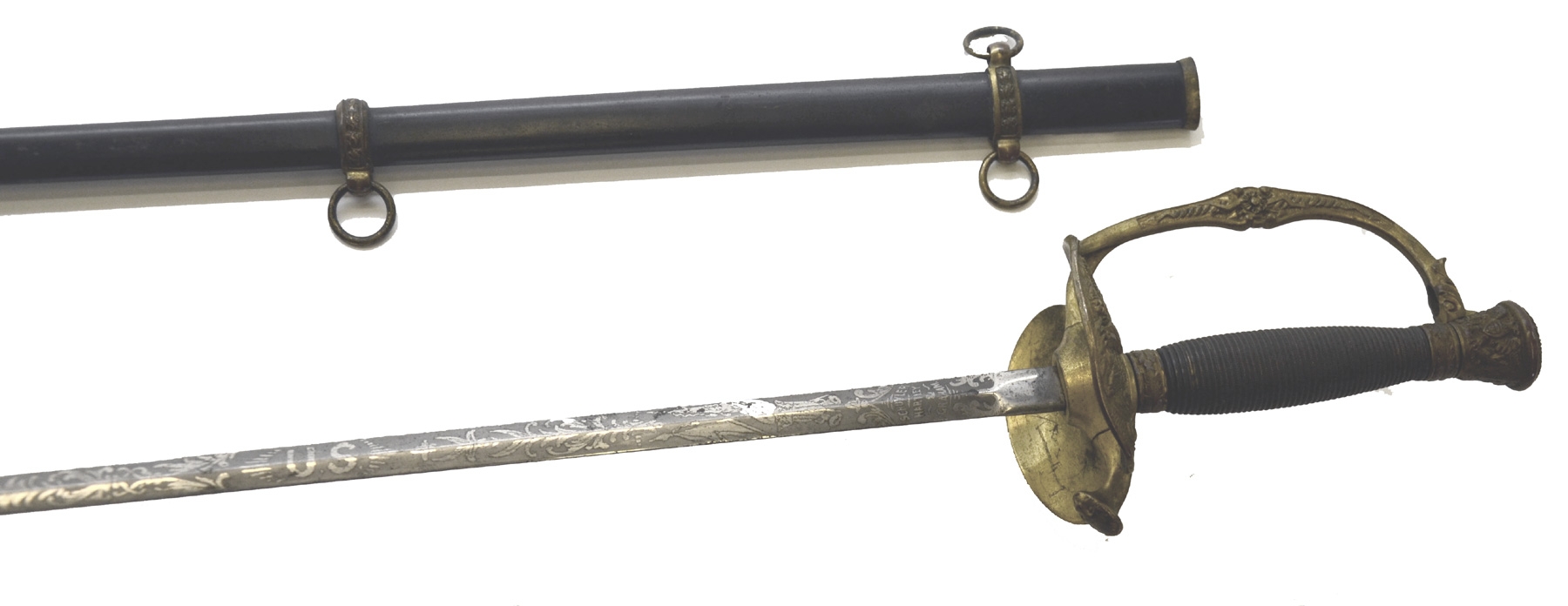 SCHUYLER, HARTLEY AND GRAHAM SILVER GRIPPED TRANSITIONAL 1860 STAFF AND ...