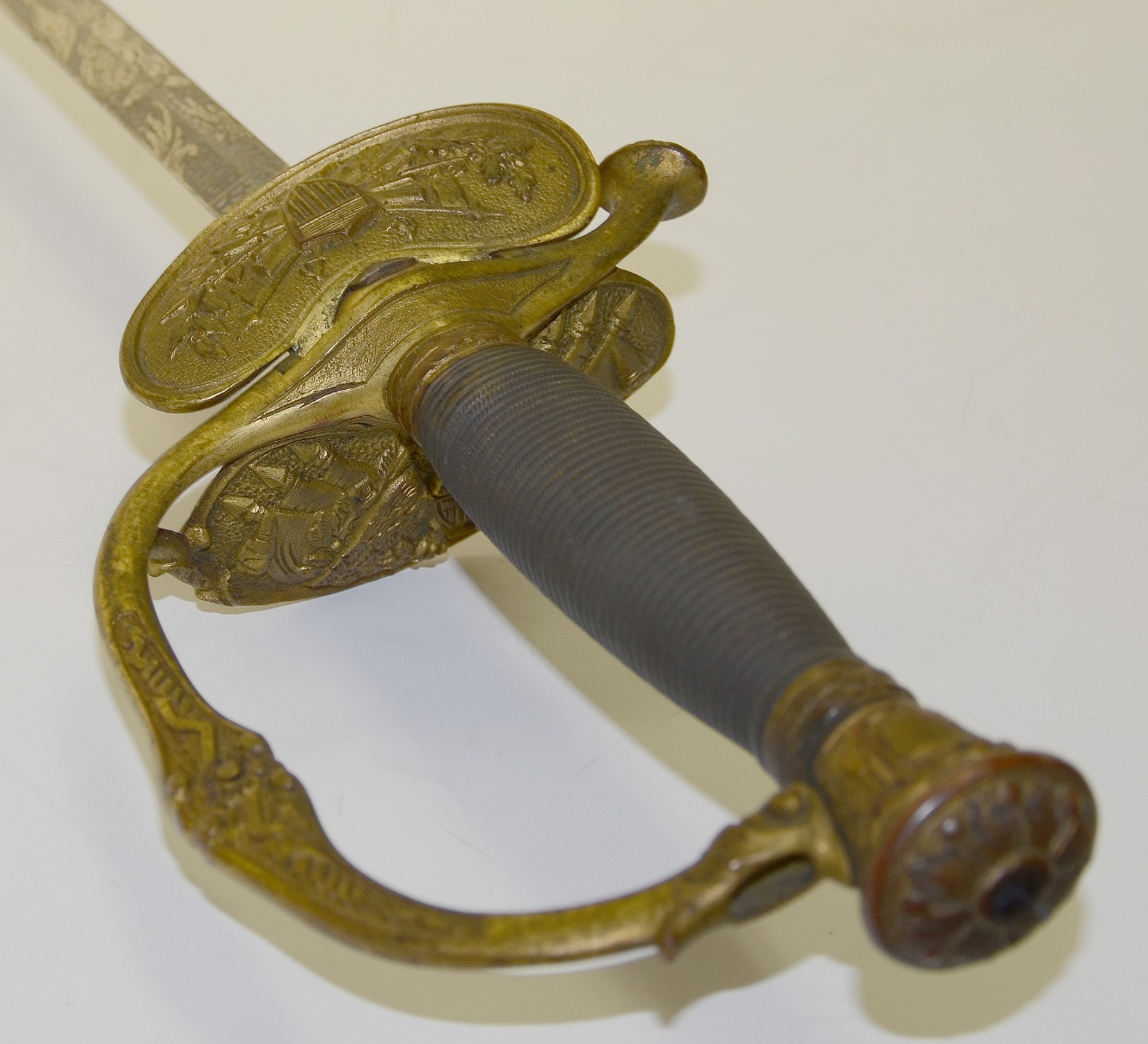 SCHUYLER, HARTLEY AND GRAHAM SILVER GRIPPED TRANSITIONAL 1860 STAFF AND ...