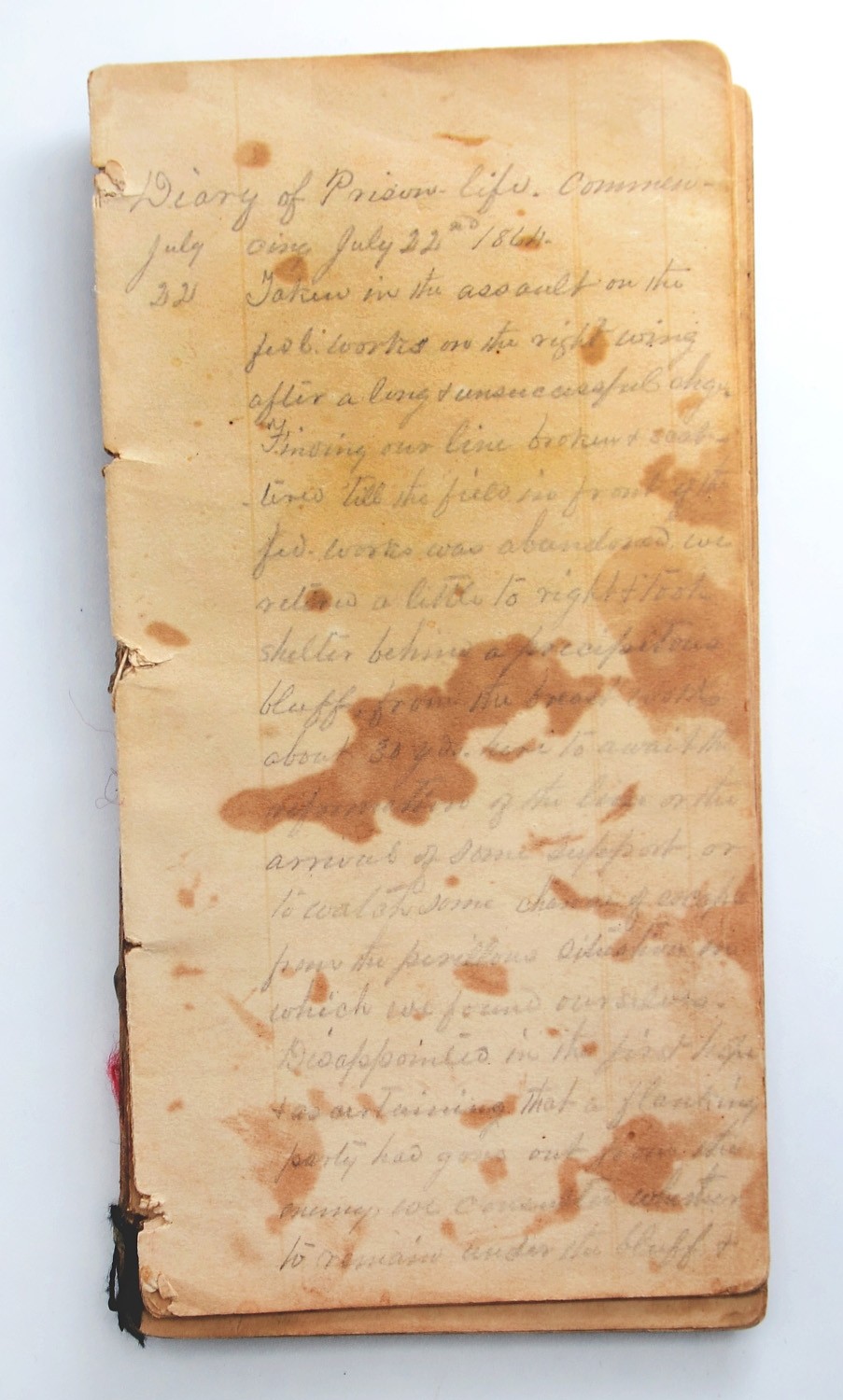 DIARY OF PRISON LIFE AS WRITTEN BY AN UNIDENTIFIED CONFEDERATE OFFICER ...