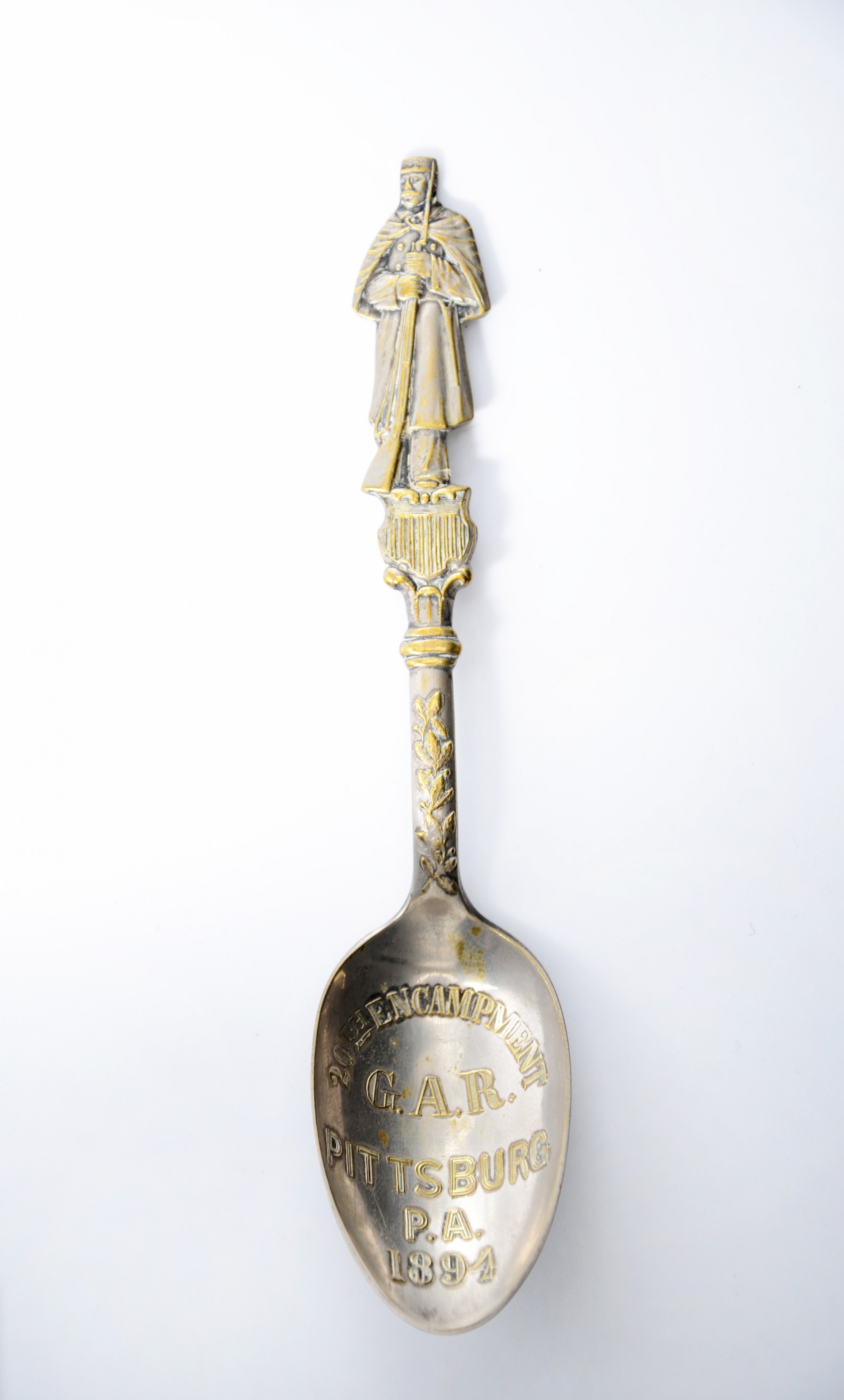 SOUVENIR SPOON FROM G.A.R. 20TH NATIONAL ENCAMPMENT, “PITTSBURG” 1894 ...