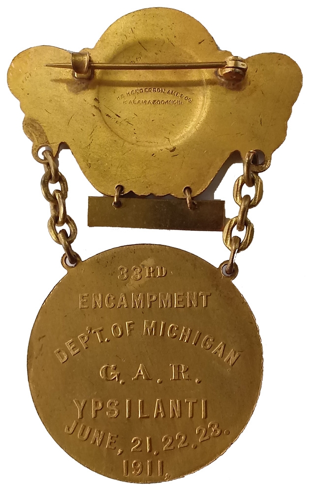 1911 YPSILANTI, MICHIGAN GAR BADGE — Horse Soldier
