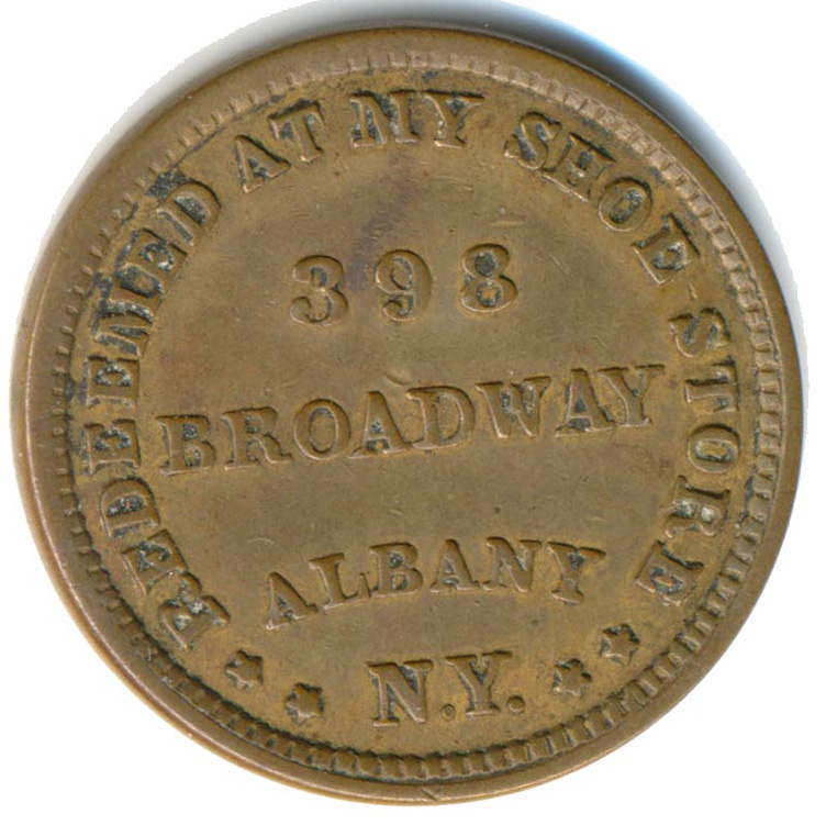 STRAIGHT'S ELEPHANT SHOE STORE TOKEN, 1863 — Horse Soldier