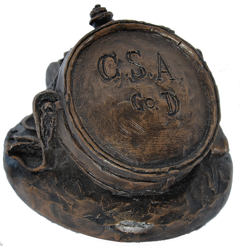 RON TUNISON SCULPTURE OF A CONFEDERATE WOOD DRUM CANTEEN AND CUP ...