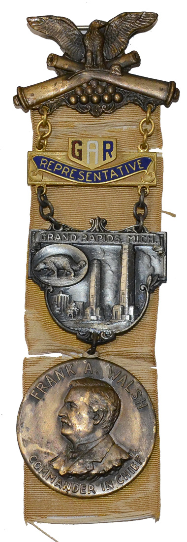 GAR BADGE 61st NATIONAL ENCAMPMENT 1927 GRAND RAPIDS — Horse Soldier
