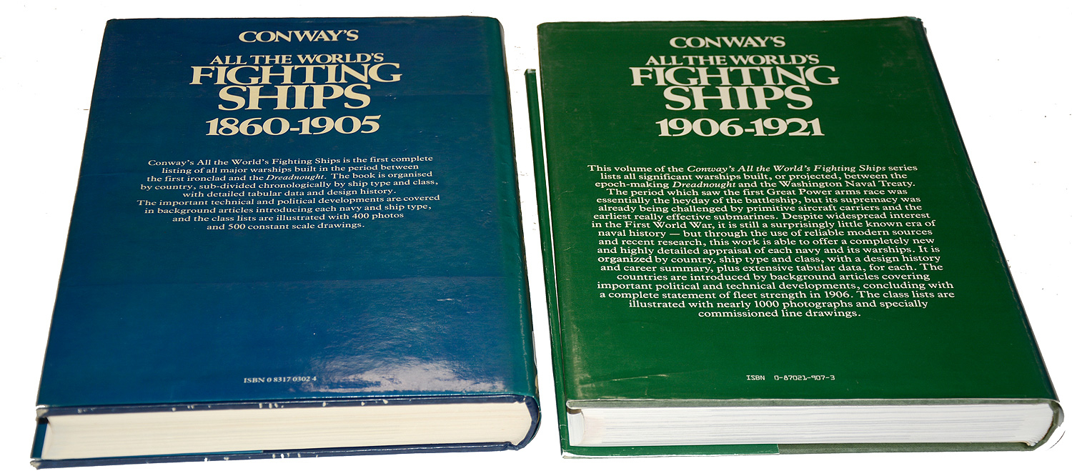 TWO VOLUMES OF “CONWAY’S ALL THE WORLD’S FIGHTING SHIPS” — Horse Soldier
