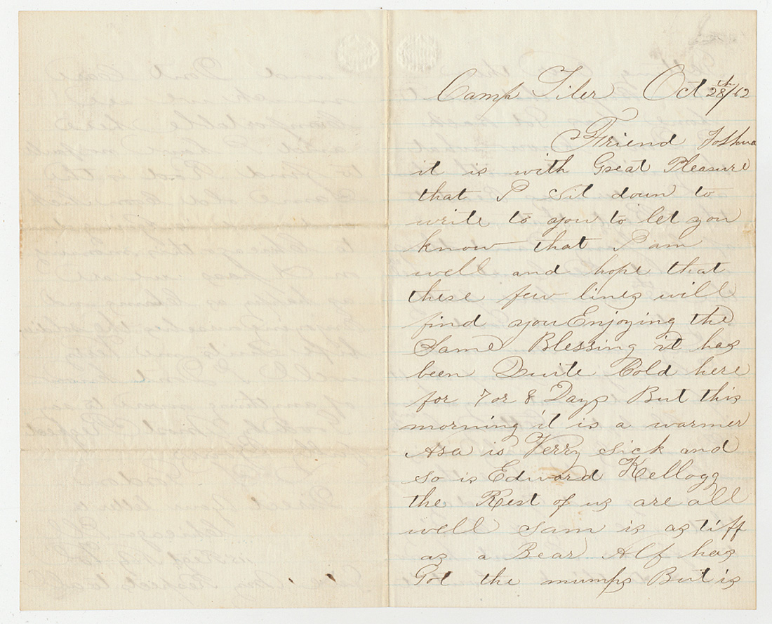UNION SOLDIER LETTER WITH COVER - PRIVATE SCHUYLER GORDON, Co. “D ...