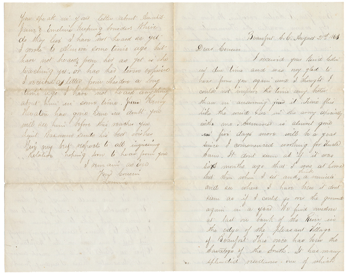 UNION SOLDIER LETTER - IDENTIFIED TO “LONNIE”, CO. I, 115TH NEW YORK ...