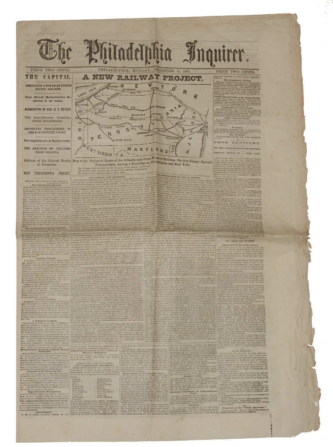 PHILADELPHIA INQUIRER—DECEMBER 11, 1865 — Horse Soldier