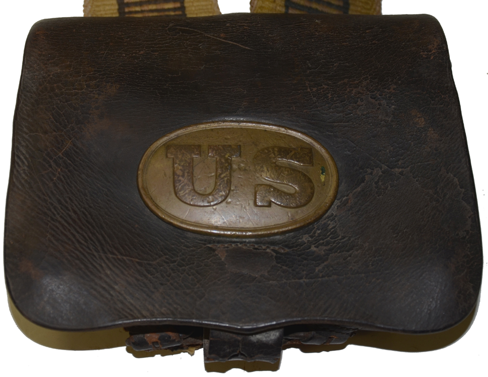 BULLET STRUCK M1839 CARTRIDGE BOX WITH SLING AND PLATES — Horse Soldier